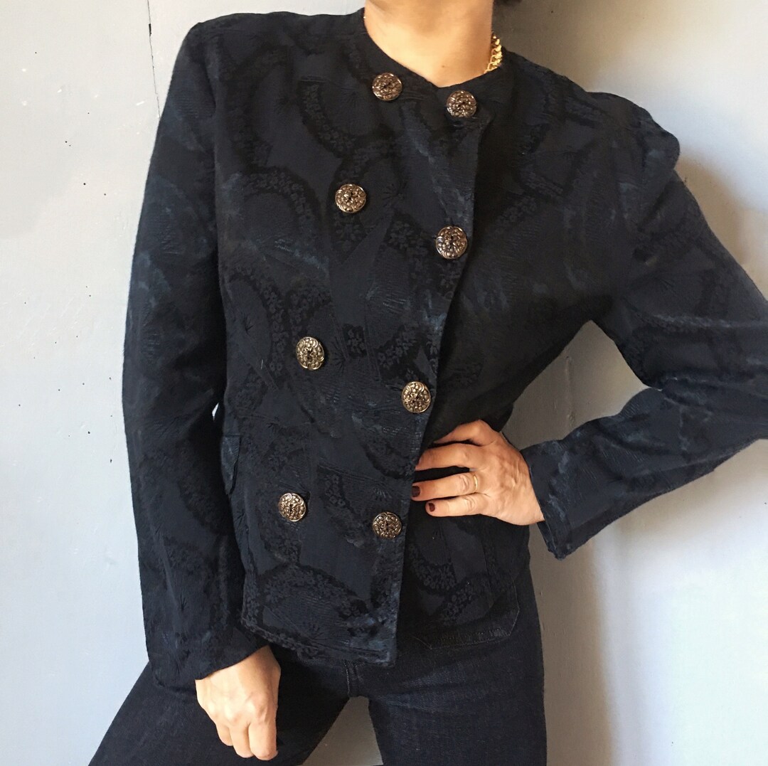 Vintage Brocade Japanese Style Elegant Crop Party Cross Jacket ...