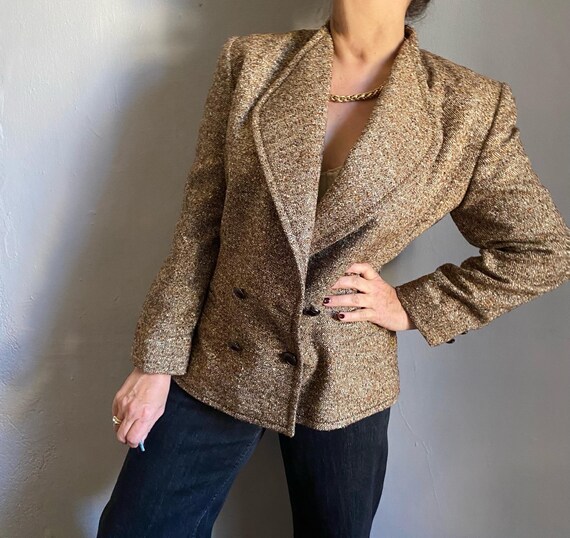 Vintage tweed pure wool elegant classic mocha mouse j… - Gem