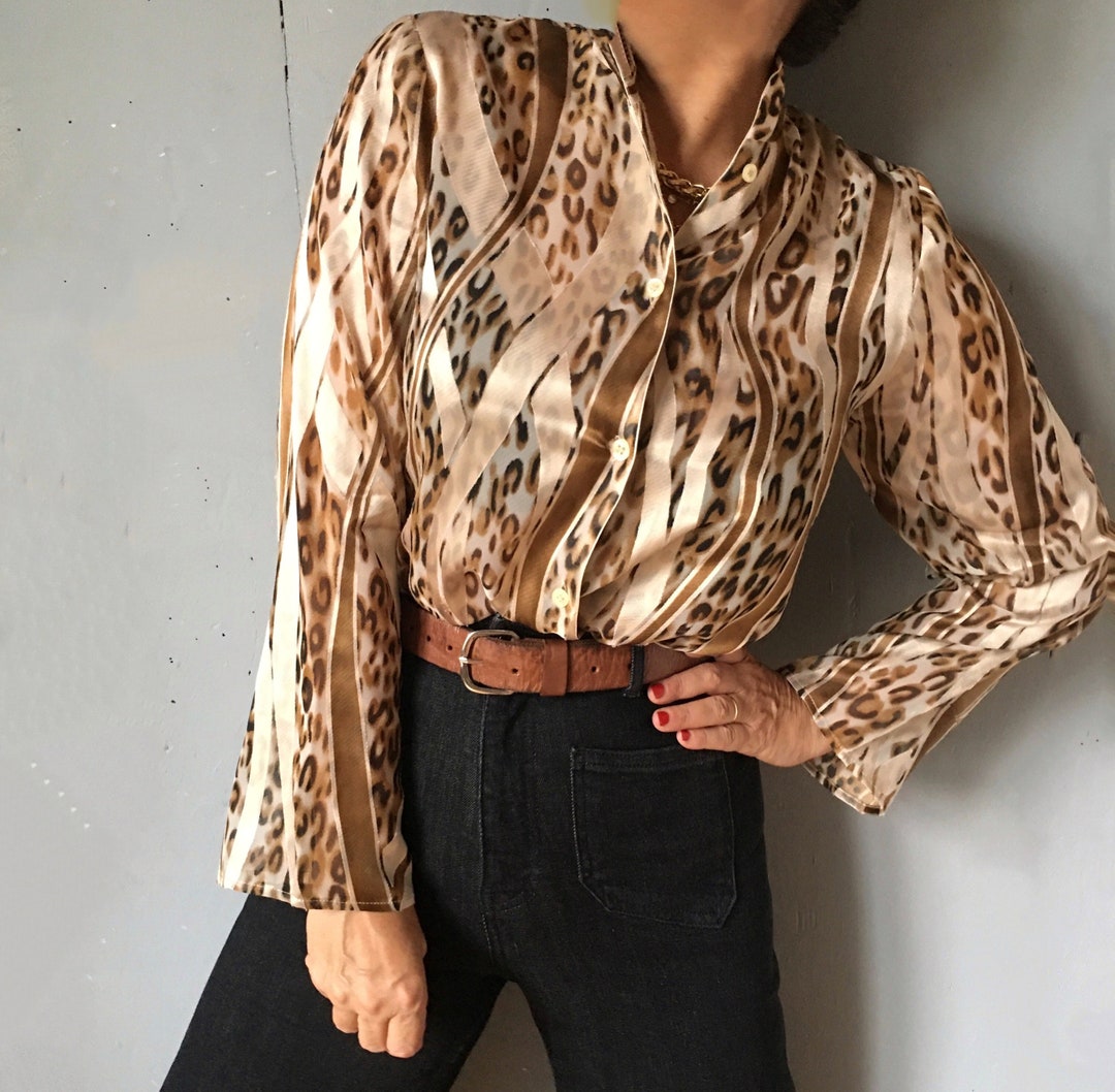 Vintage 90s Tiger Trough See Golden Oriental Shirt, Feminine Party ...