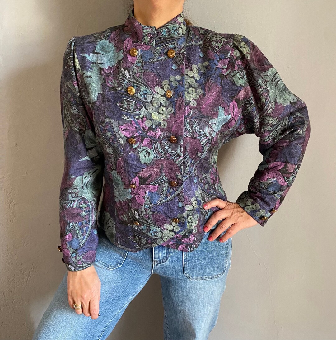 Vintage 80s Cross Lilac Shades Goblincore Short Jacket, Cocktail Double ...