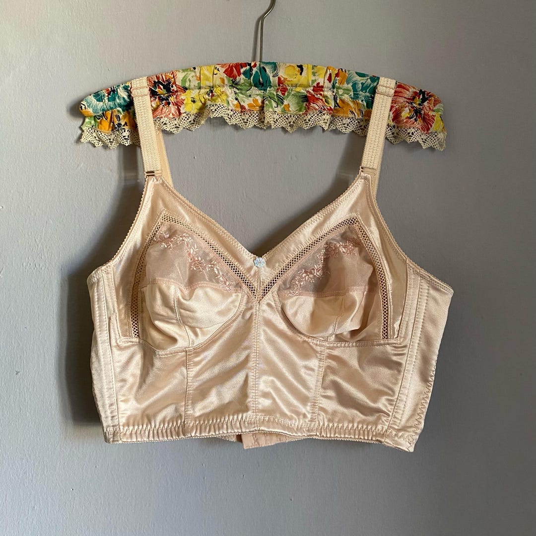 Vintage 70s Satin Longline Bra, Sheer Lace Pin up Bustier Lingerie ...