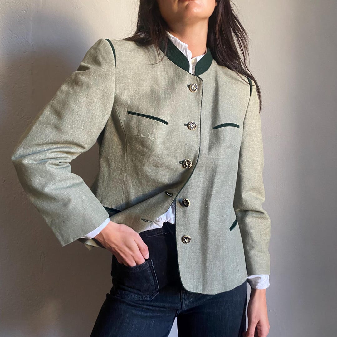 Vintage Minimalist Trachten Dirndl Linen Cotton Classic Jacket ...