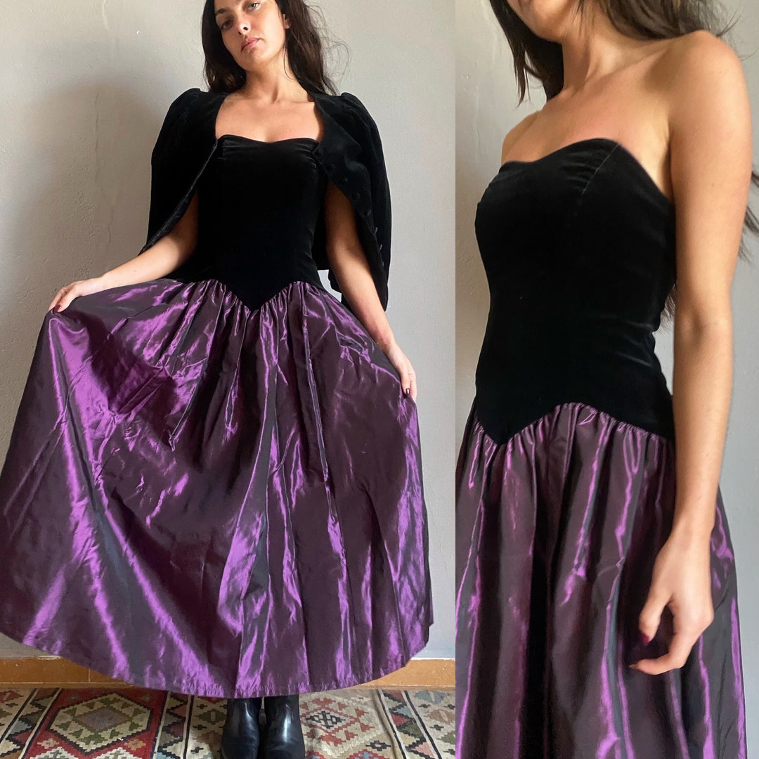 Laura Ashley Vintage Set Strapless Fairy Corset Prom Velvet Taffeta ...