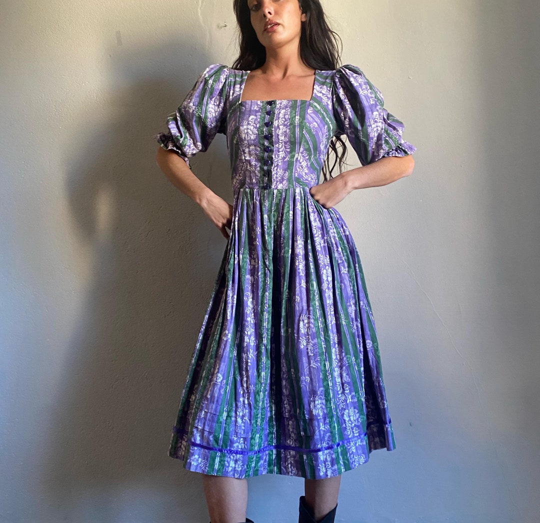 Vintage Prairie Dirndl Folk Cotton Lavender Sportalm Austrian Midi ...