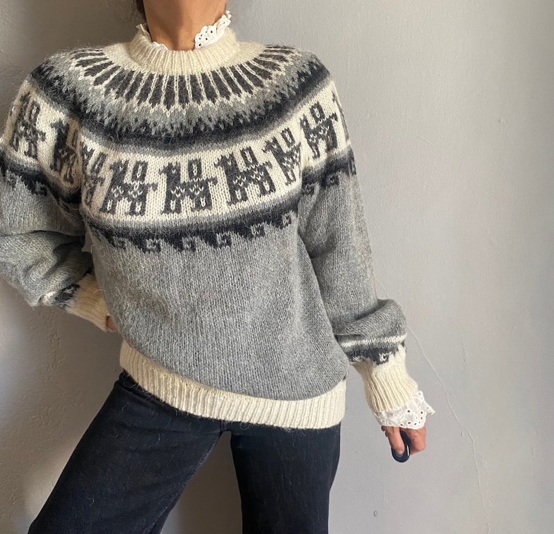 Vintage Alpaca Wool Peruvian Llamas Ethnic Native Boho Hippye Sweater ...