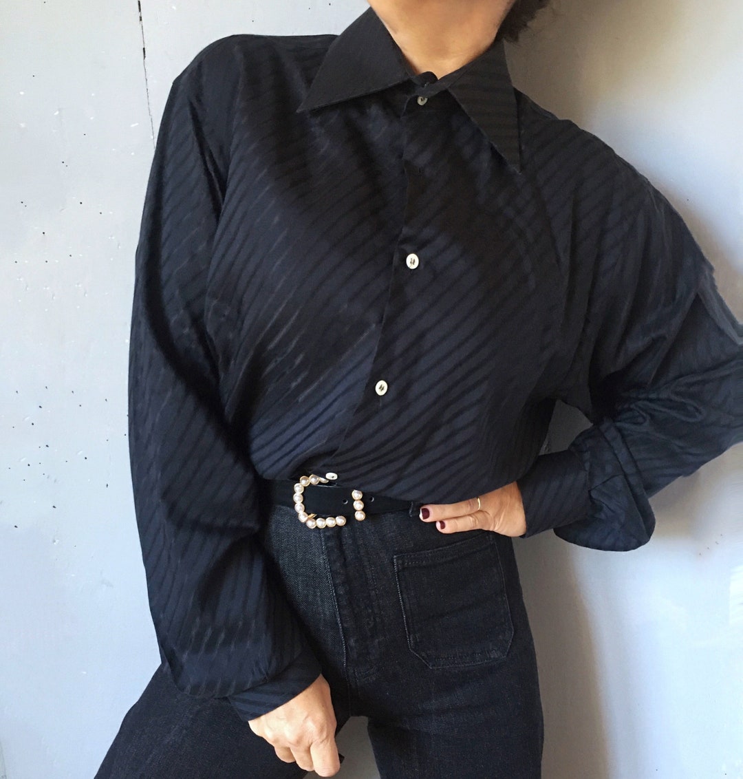 Vintage Minimalist Dark Academia 70s Romantic Goth Button up - Etsy