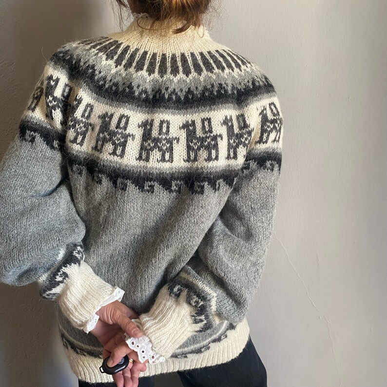 Vintage Alpaca Wool Peruvian Llamas Ethnic Native Boho Hippye Sweater ...