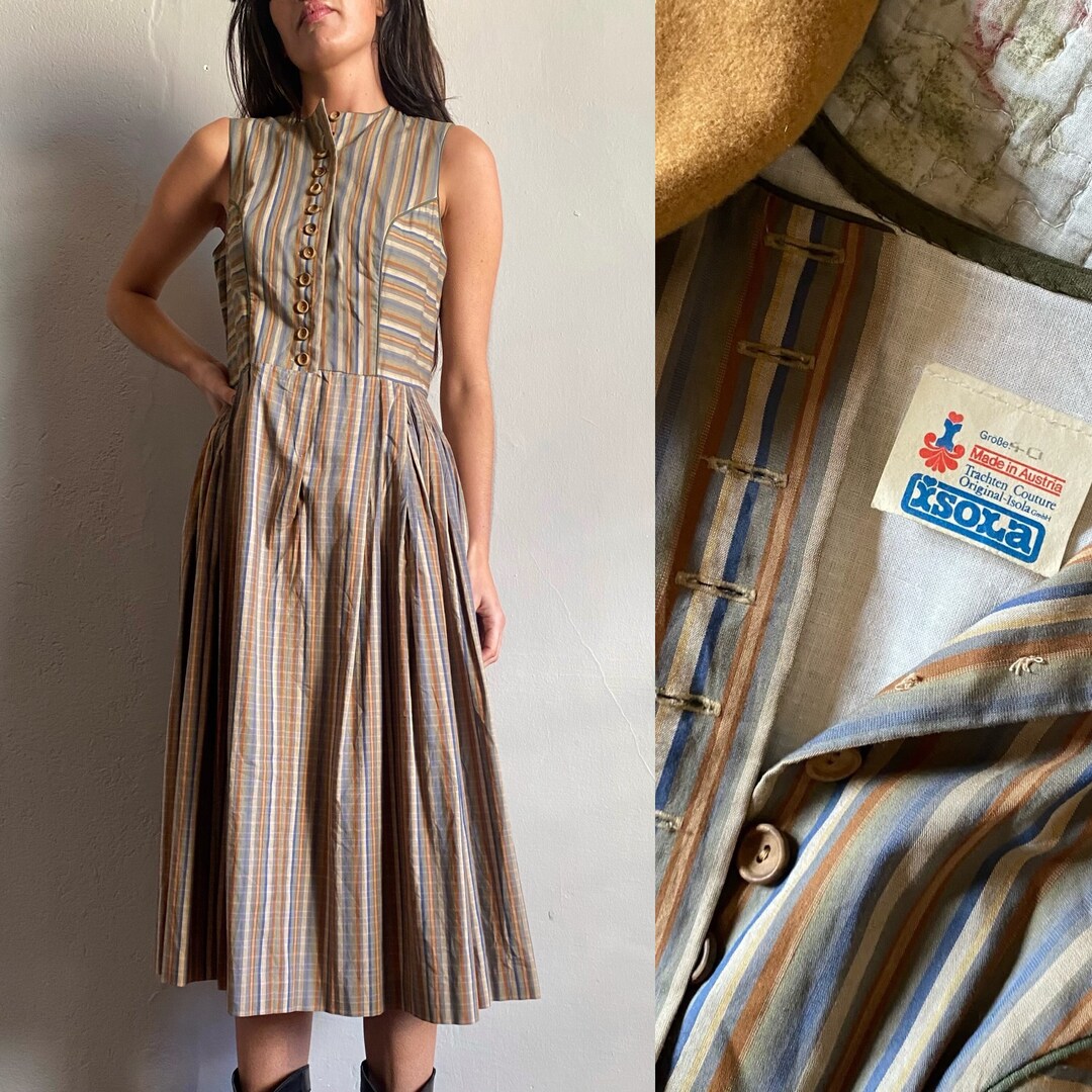 Vintage 70s Victorian Pinafore Folk Prairie Moss Isola Cotton Dress ...
