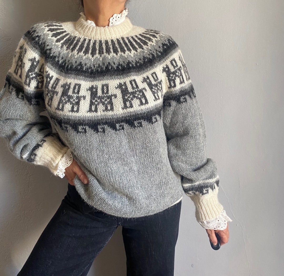 Vintage Alpaca Wool Peruvian Llamas Ethnic Native Boho Hippye Sweater ...