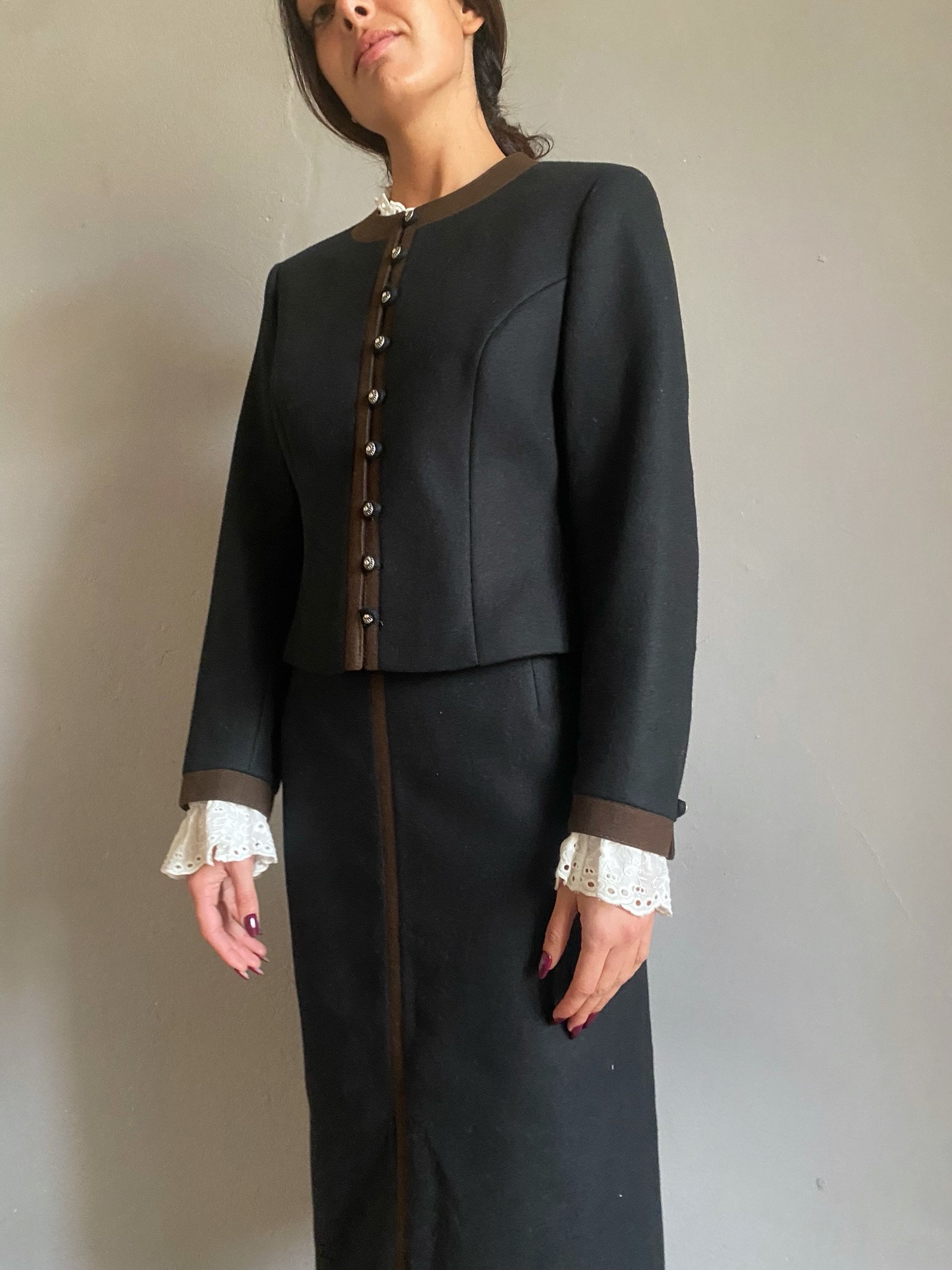 Vintage Pure Wool Victorian Suit 2 Piece Short Jacket Skirt Folk ...