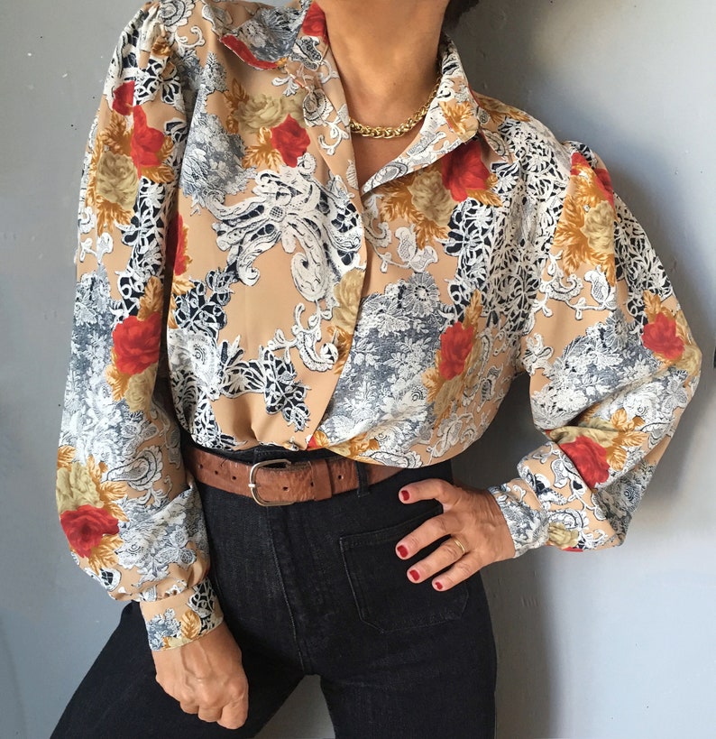 Vintage Bohemian Baroque Romantic Plus Size Shirt, Feminine Retro ...
