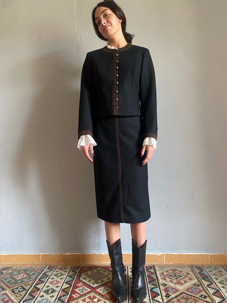 Vintage Pure Wool Victorian Suit 2 Piece Short Jacket Skirt Folk ...