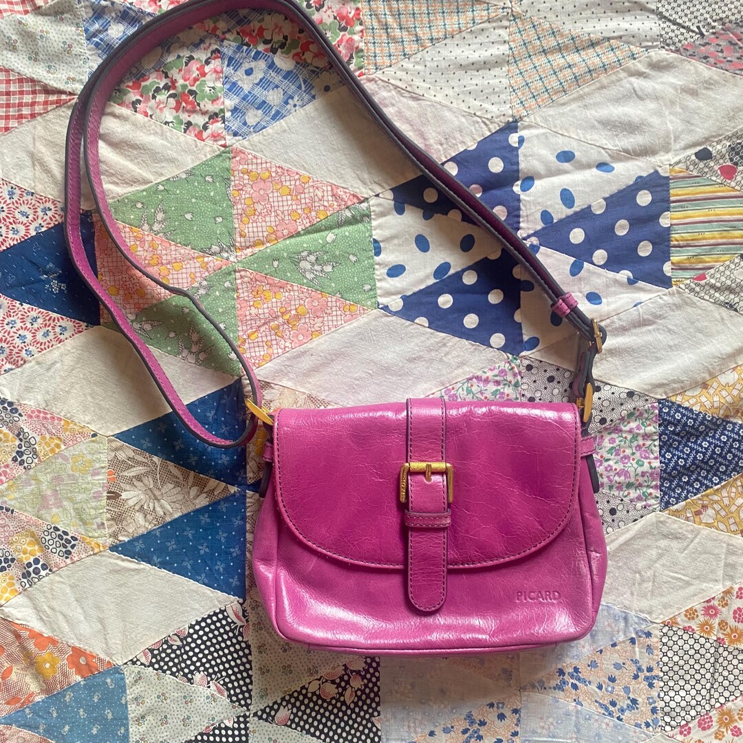 Vintage 80s Picard Bubblegum Pink Leather Shoulder Bag, Small Crossbody ...