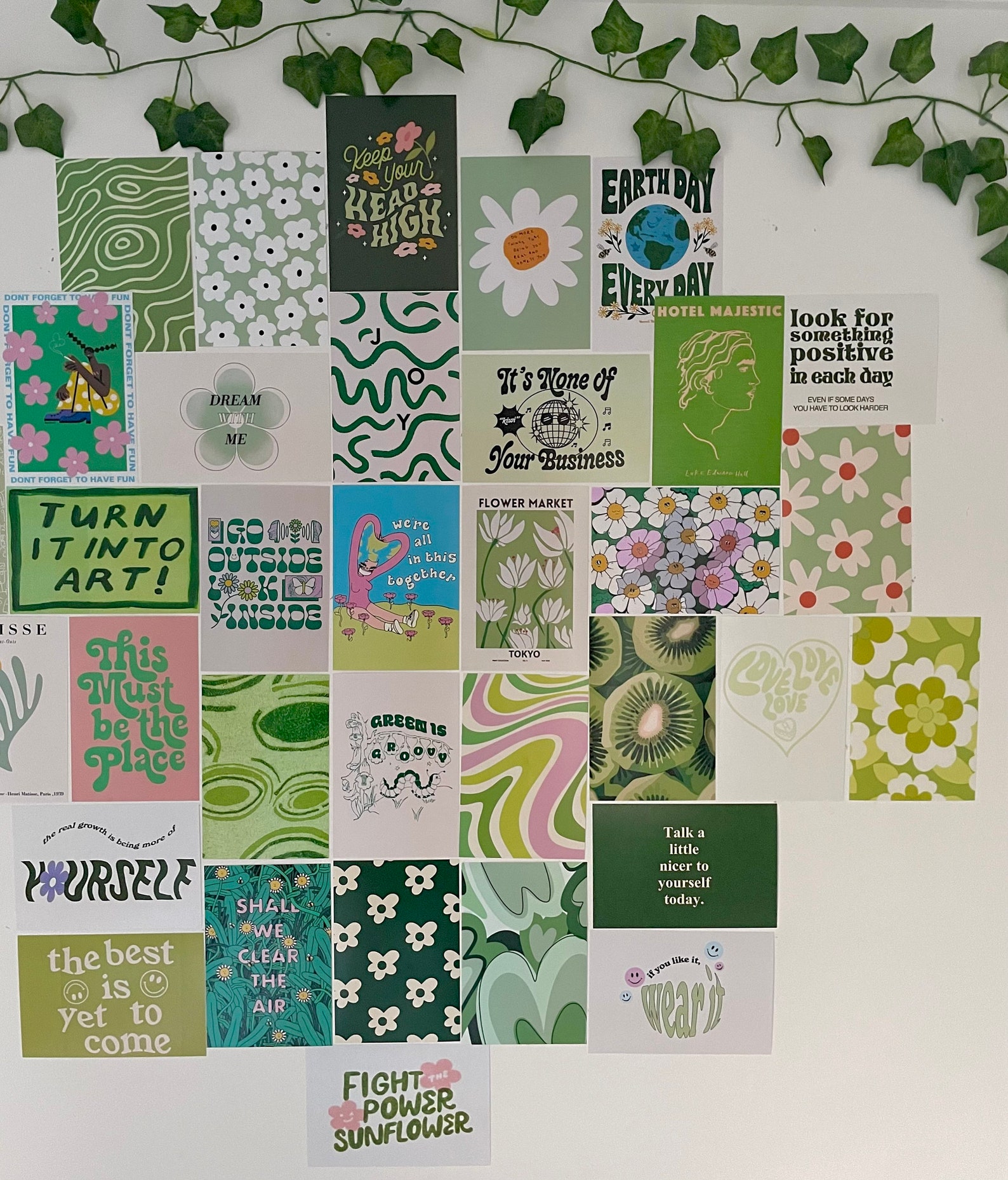 Green Wall Collage - 40 Physical Prints - Etsy