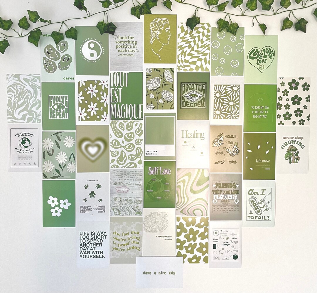 Light Green Aesthetic Wall Collage- 40 Physical Prints - Etsy