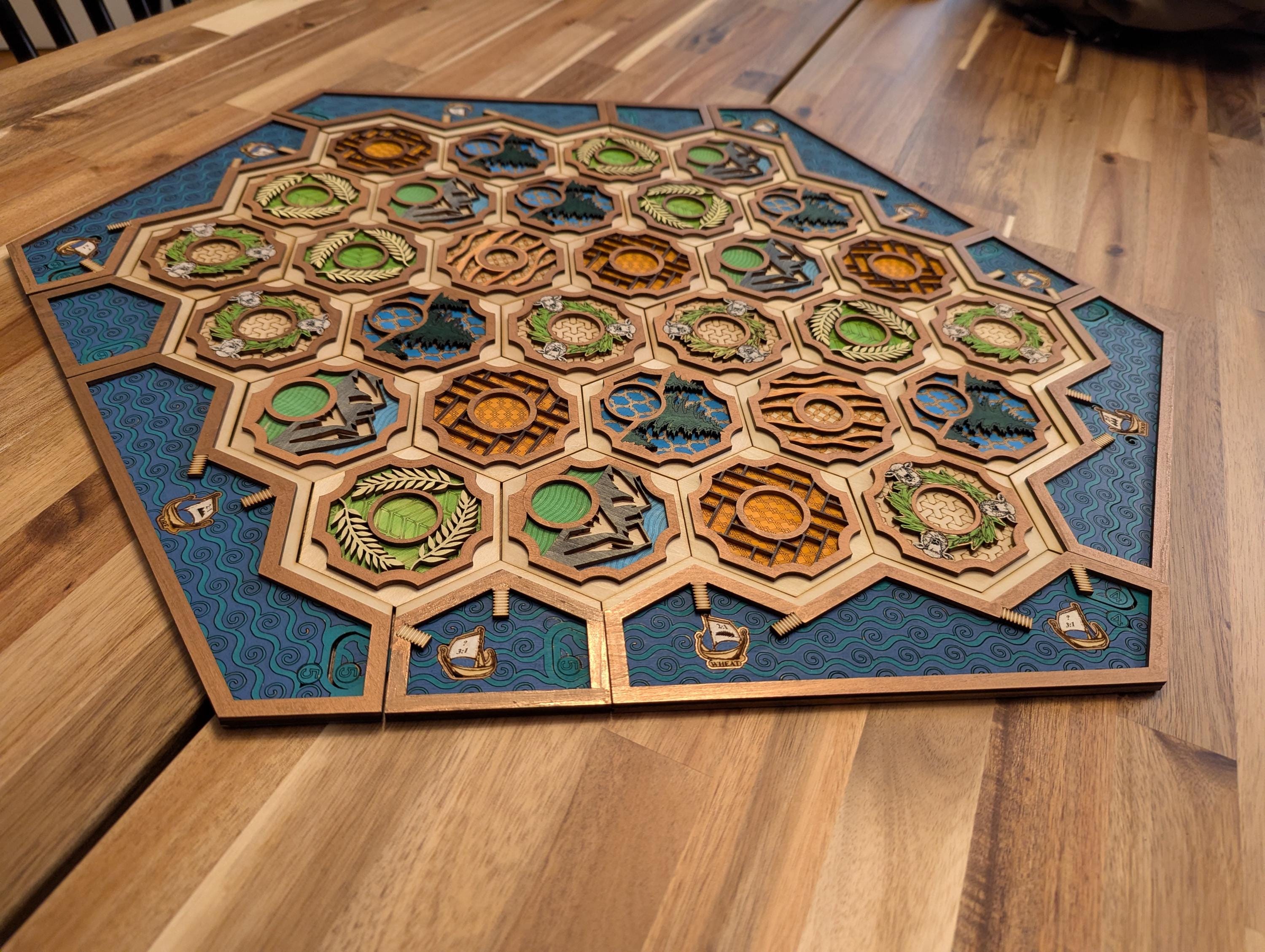 Custom Wooden Two-layer Settlers of Catan Boards. Standard or 5-6 ...