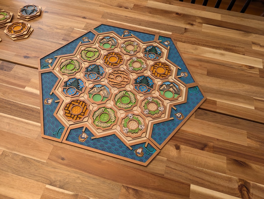 Custom Wooden Two-layer Settlers of Catan Boards. Standard or 5-6 ...