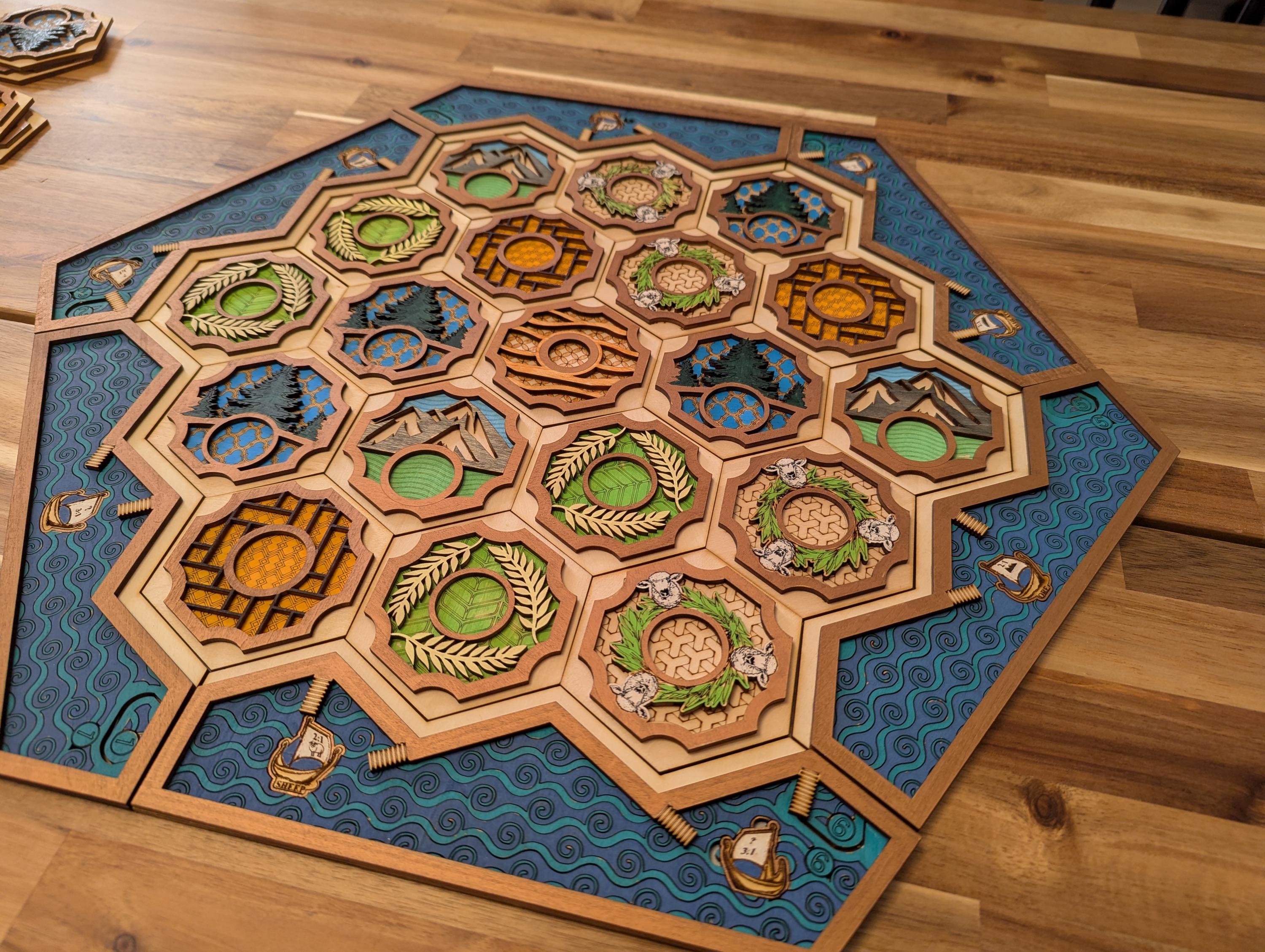 Custom Wooden Two-layer Settlers of Catan Boards. Standard or 5-6 ...