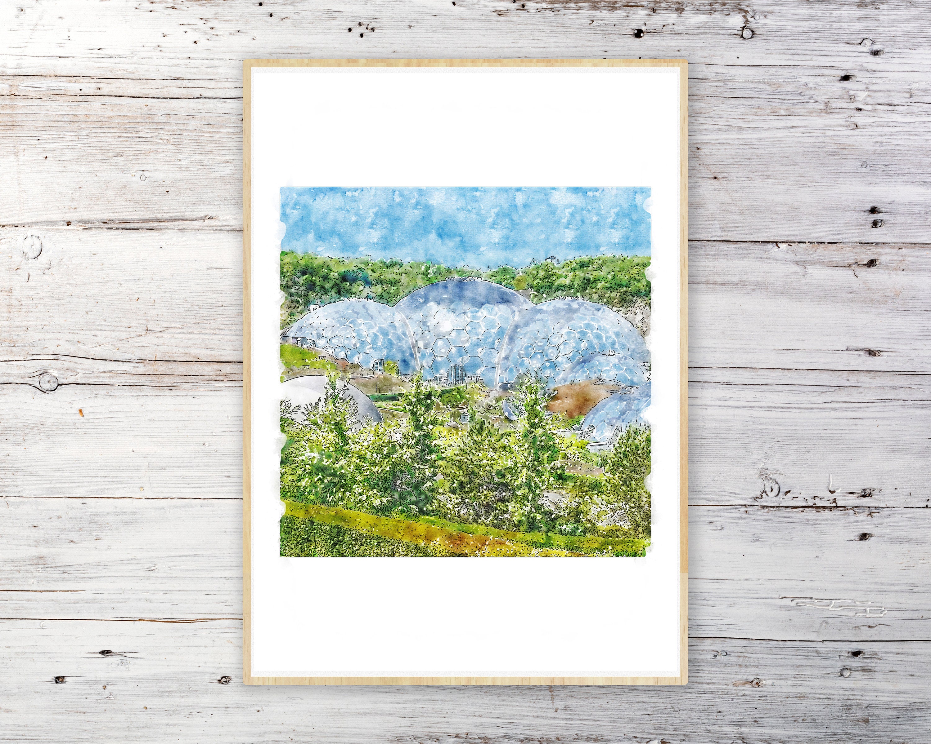 Cornwall Original watercolour Eden project Art & Collectibles Painting ...