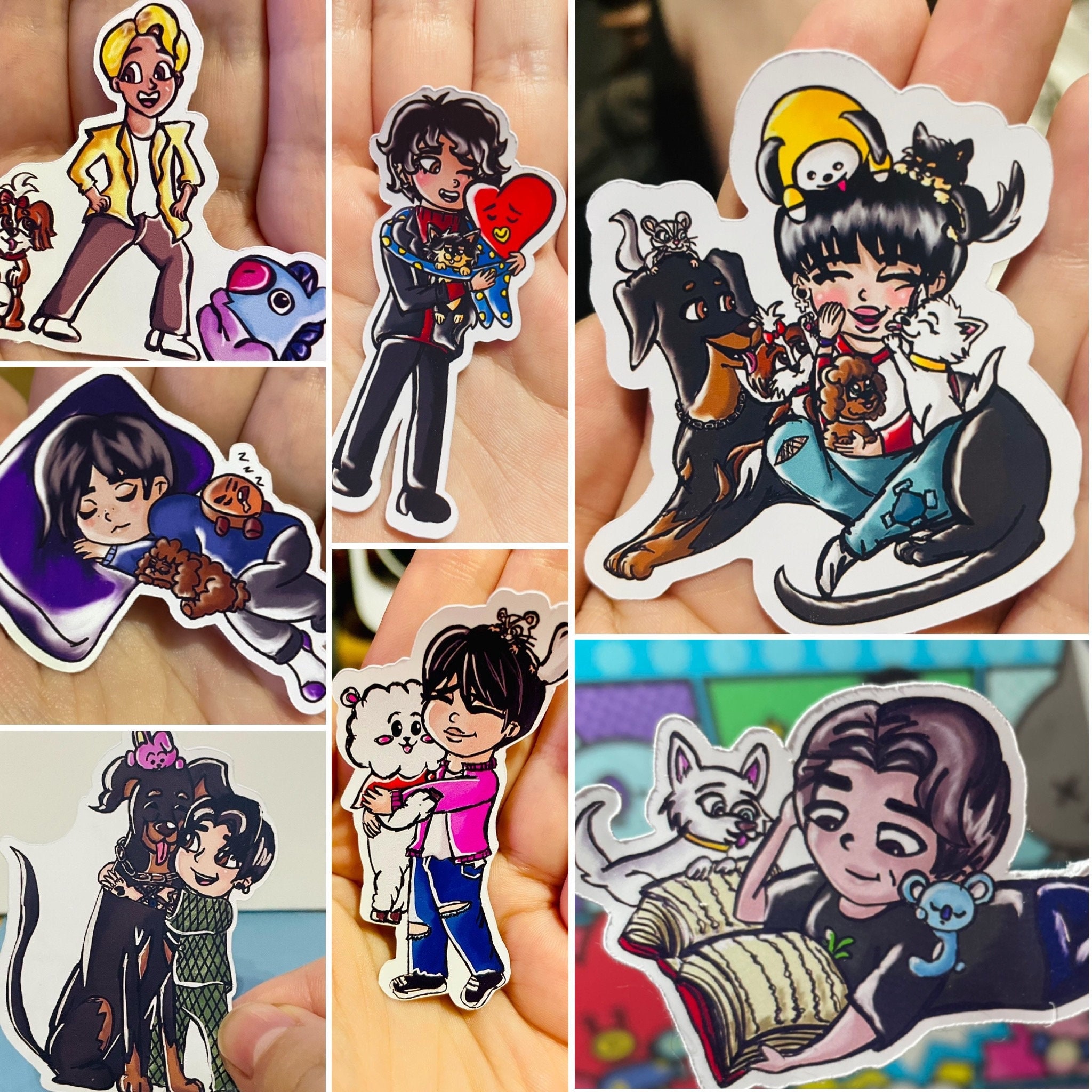 BTS BT21 and the BTS Pets Vinyl Fanart Stickers RM Suga Jhope | Etsy UK