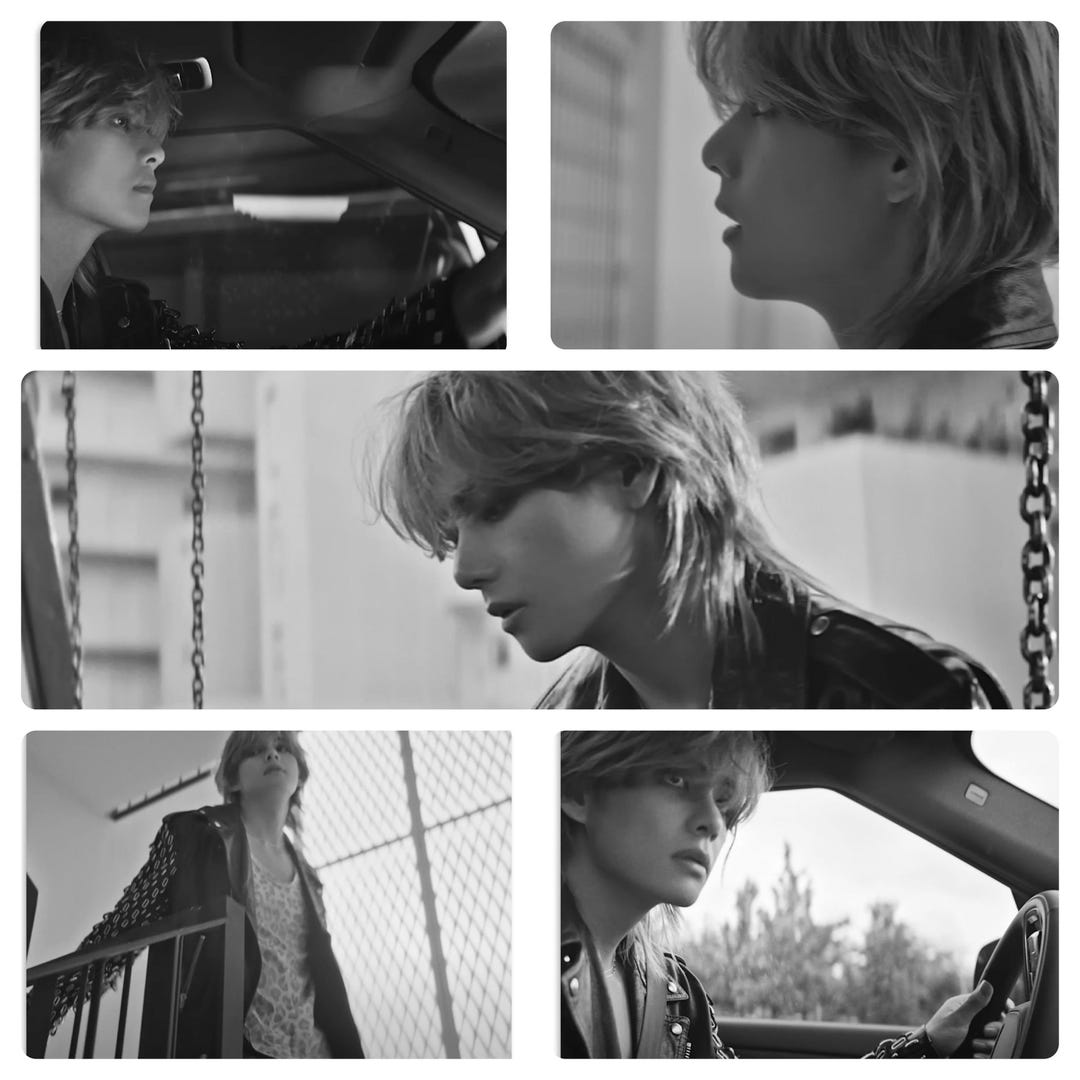 V of BTS Blue Music Video Handmade Unofficial Mini Photocard Set From ...