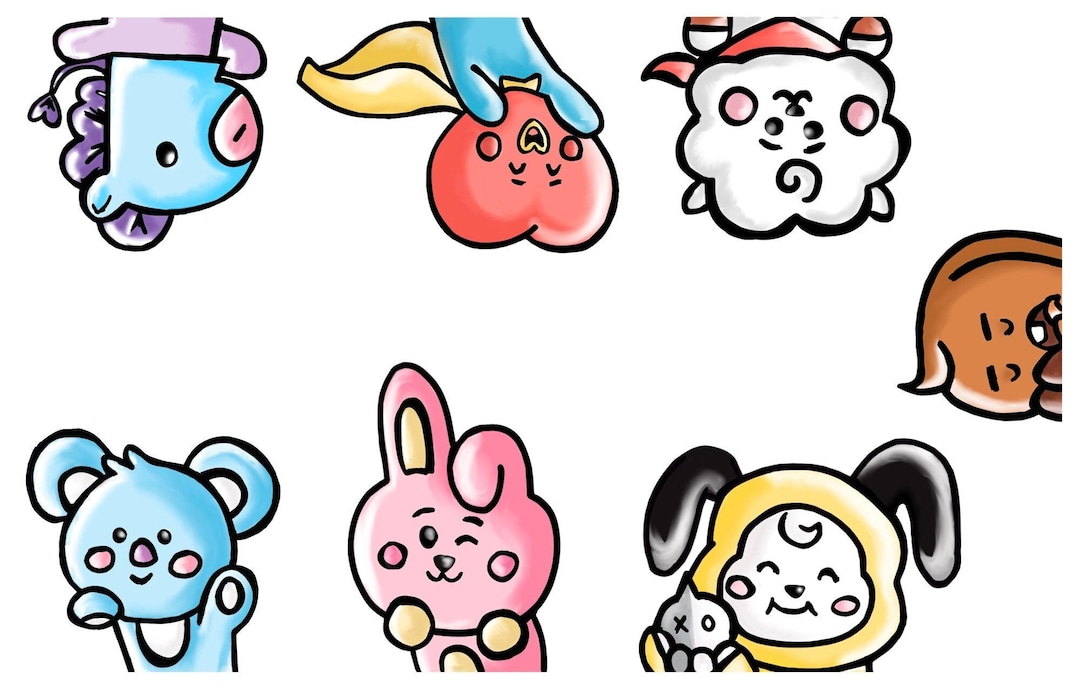 BT21 Babies Handmade Glossy Stickers BTS Koya Shooky Mang RJ Cooky ...