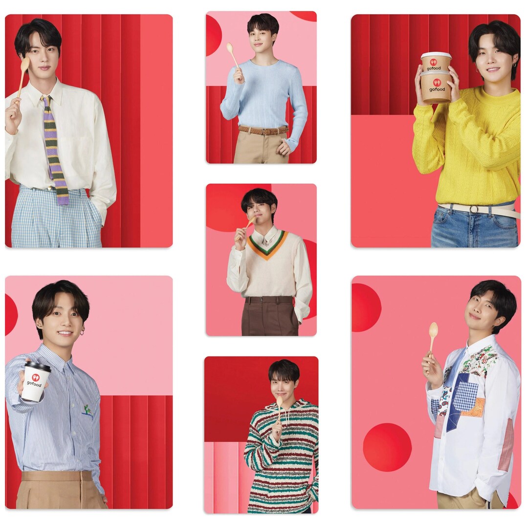 BTS X Gofood Collaboration Unofficial Handmade Photocards RM Jin SUGA ...