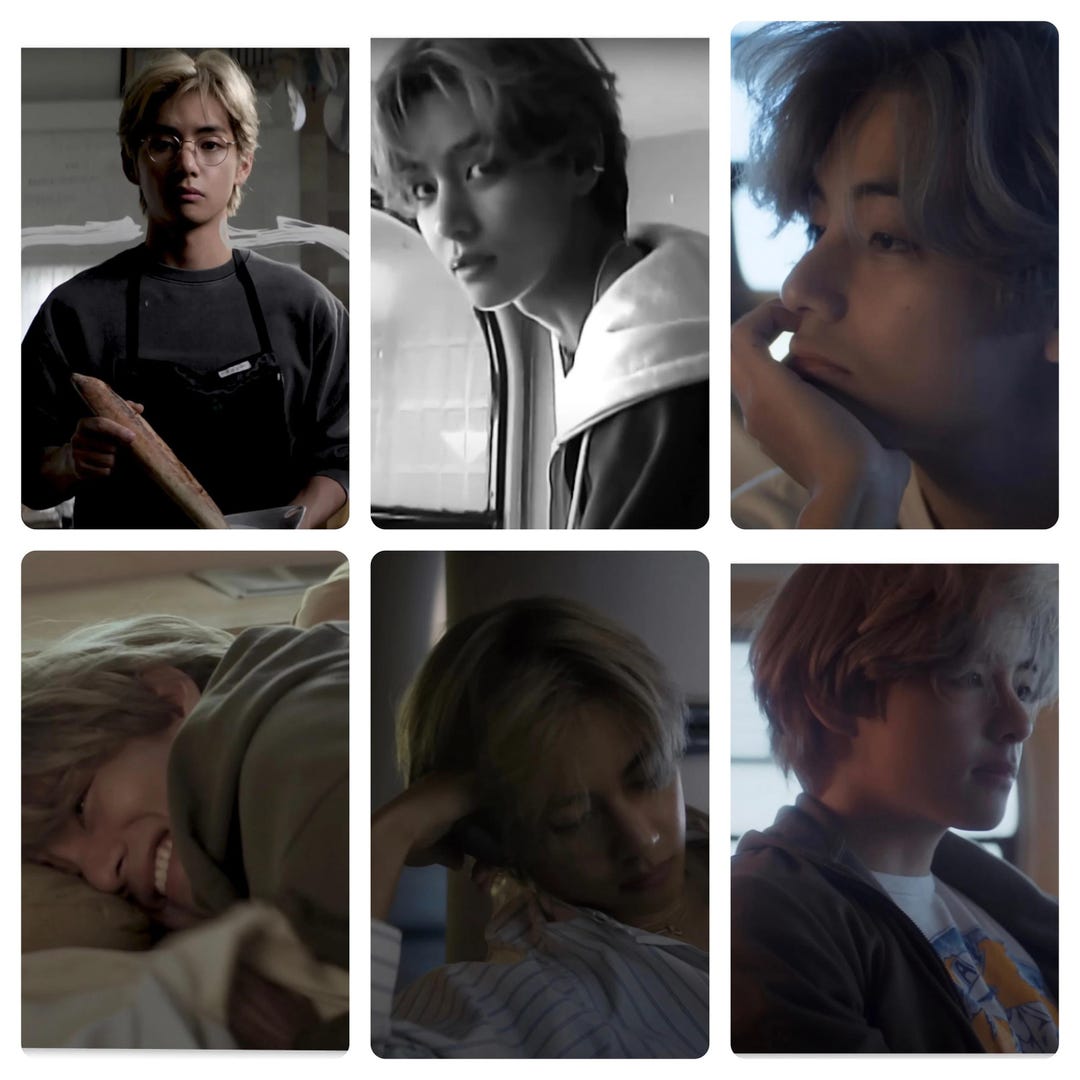 V of BTS Rainy Days Music Video Handmade Unofficial Mini Photocard Set From the Layover Album ...