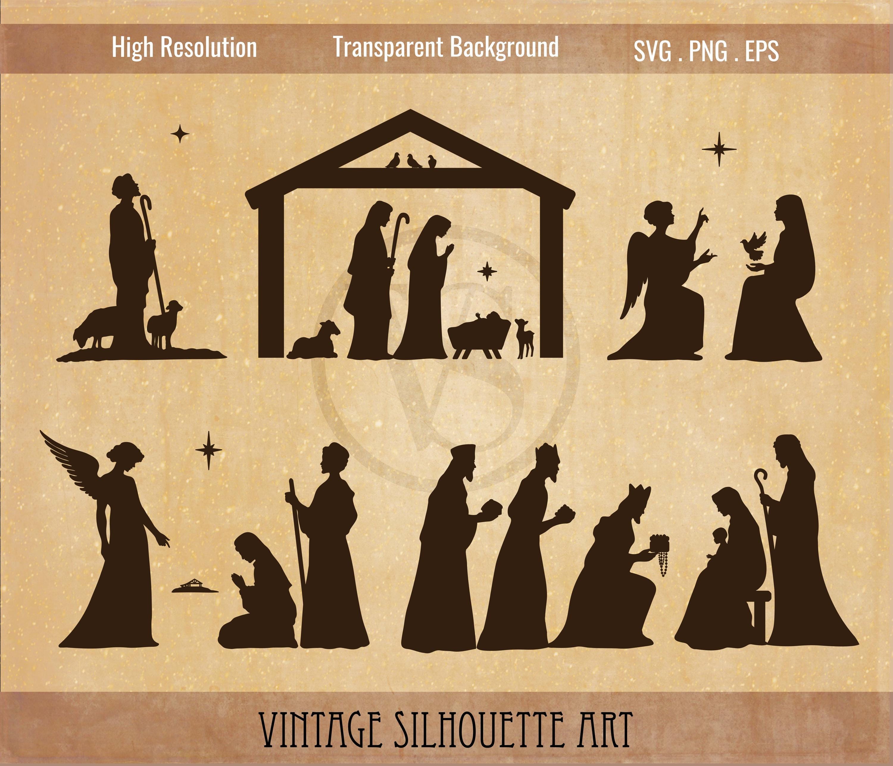 Nativity Svg, Manger Svg, Religious Svg, Nativity Silhouette, Christmas ...