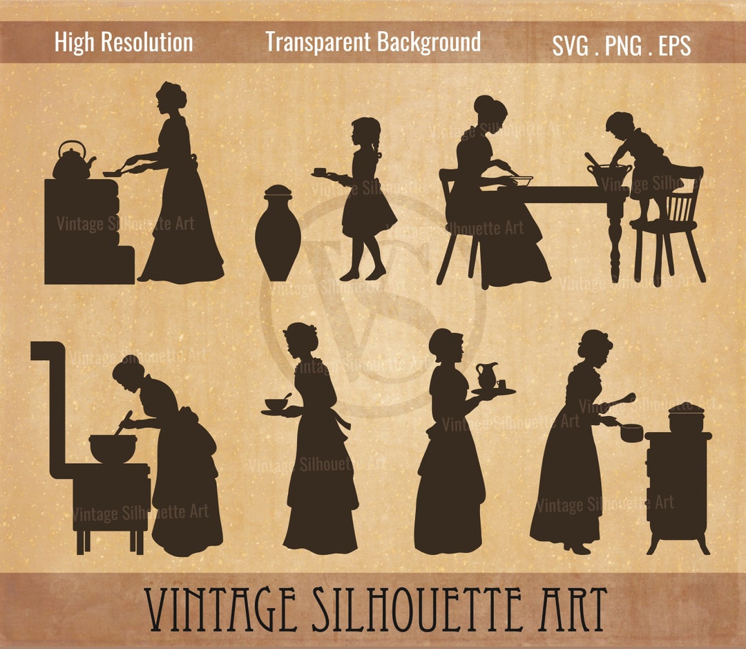 Woman Cooking Svg, Colonial Svg , Colonial Clipart, Woman in Kitchen ...