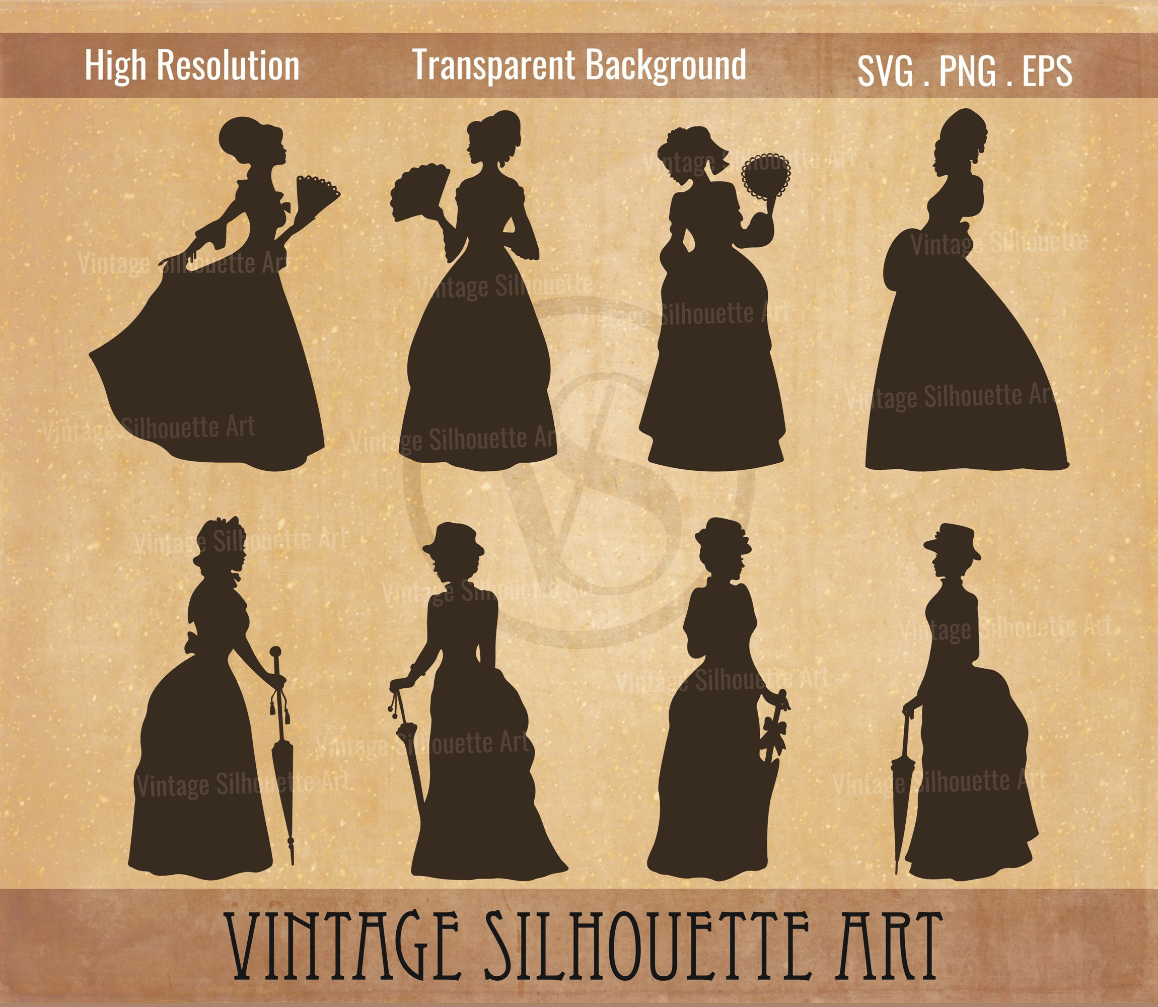 Victorian Woman Silhouette Clipart, Victorian Woman With Umbrella ...