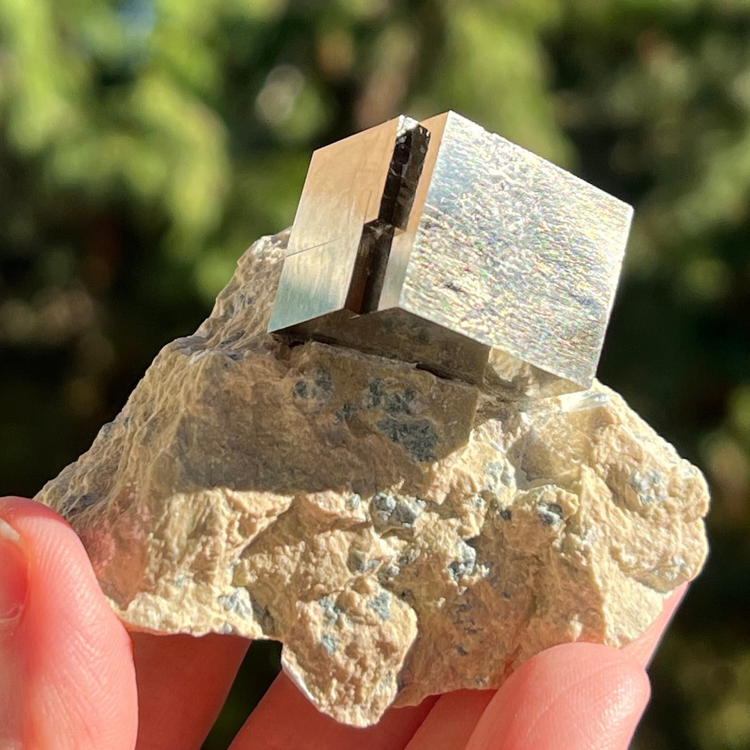 Single Pyrite Cube - Stepped Formation - on Matrix From Navajun, Spain ...