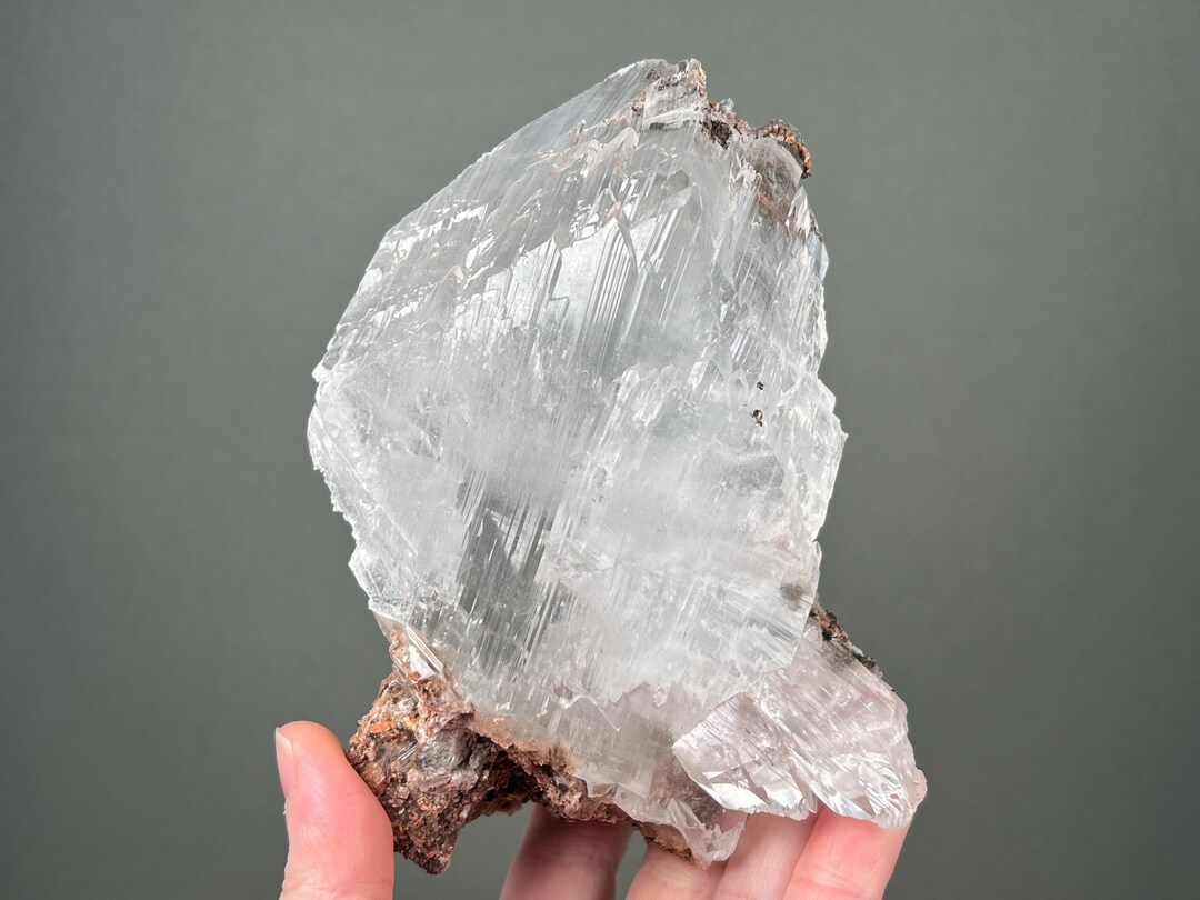 LARGE Clear/white Selenite Crystal on Matrix -- Nice Luster, Self ...