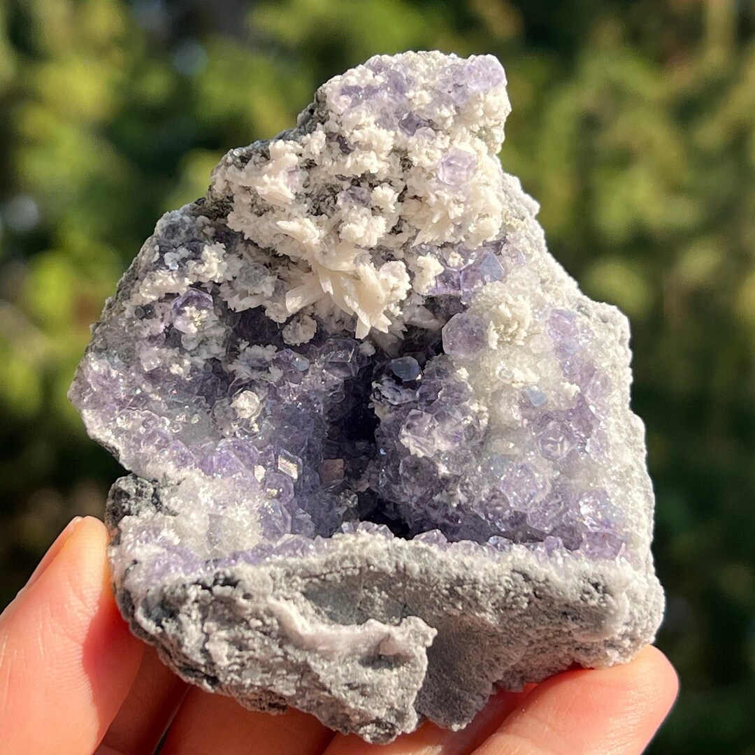 Fujian Purple Fluorite Cluster With Calcite -- Nice Luster, Very ...