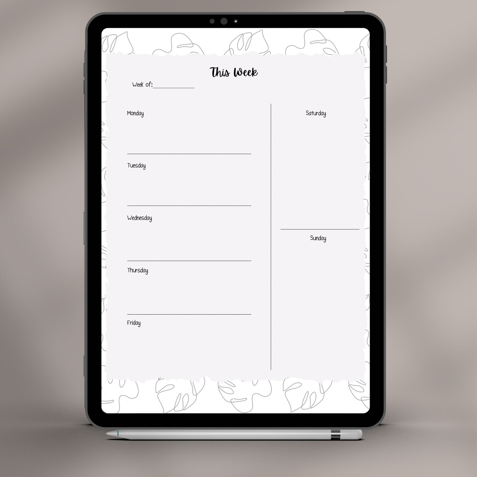 Undated Weekly Planner Monstera Leaves Weekly Digital - Etsy