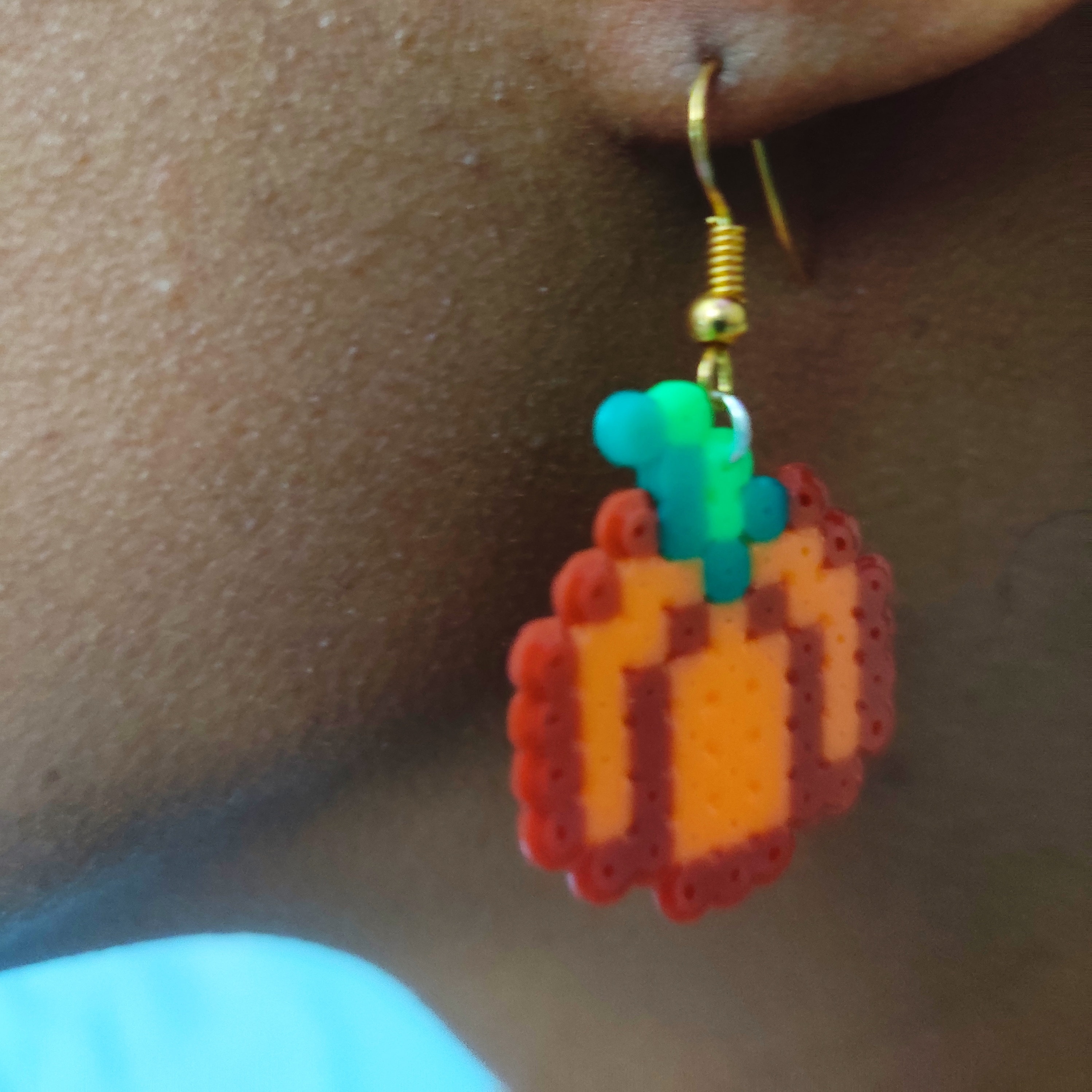 Fall Perler Beaded Earrings, Autumn Orange Pumpkin Jewelry, Cute Fall ...