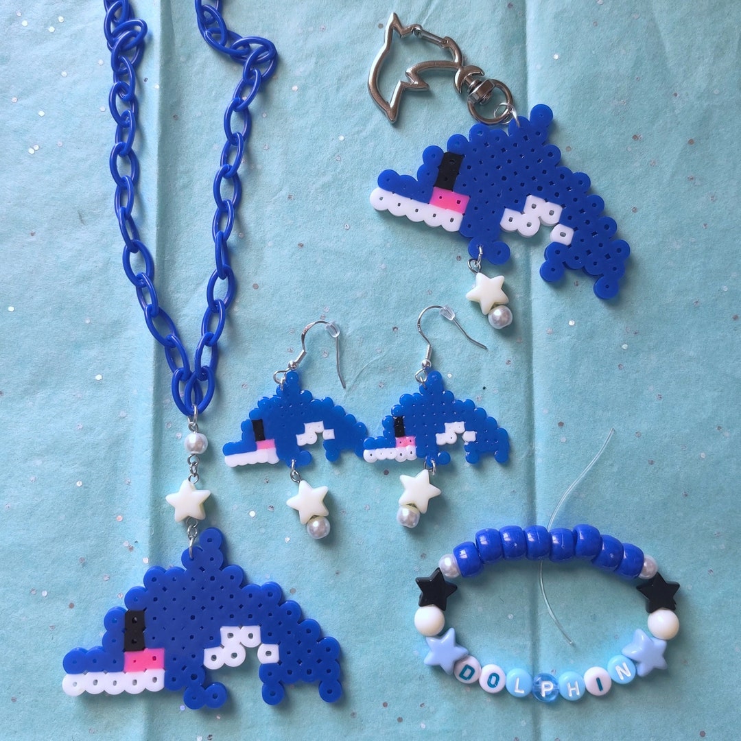 Beach Dolphin Perler, Hot Summer, Sea Marine Animal, White Blue Beaded ...