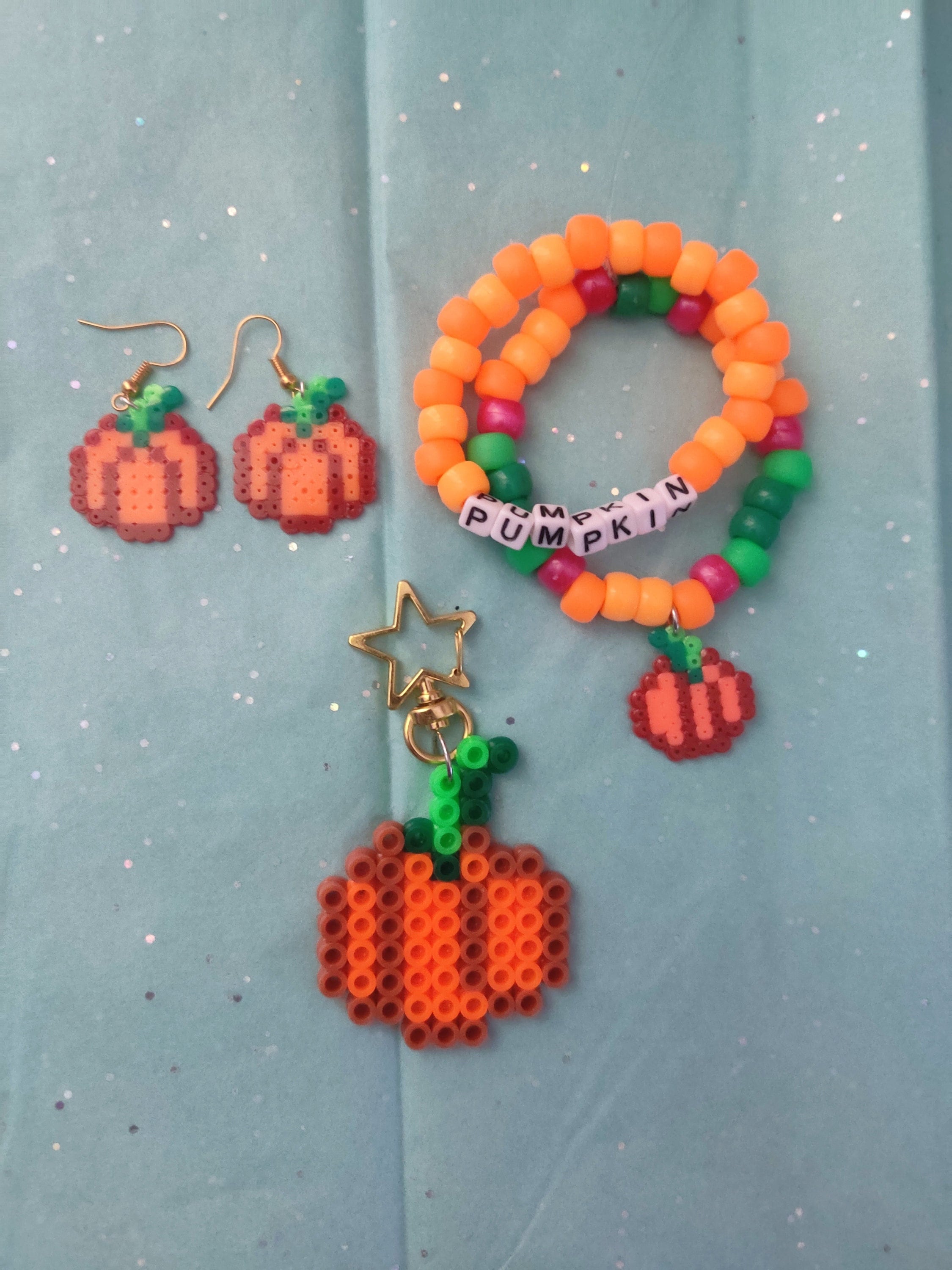 Fall Perler Beaded Earrings, Autumn Orange Pumpkin Jewelry, Cute Fall ...