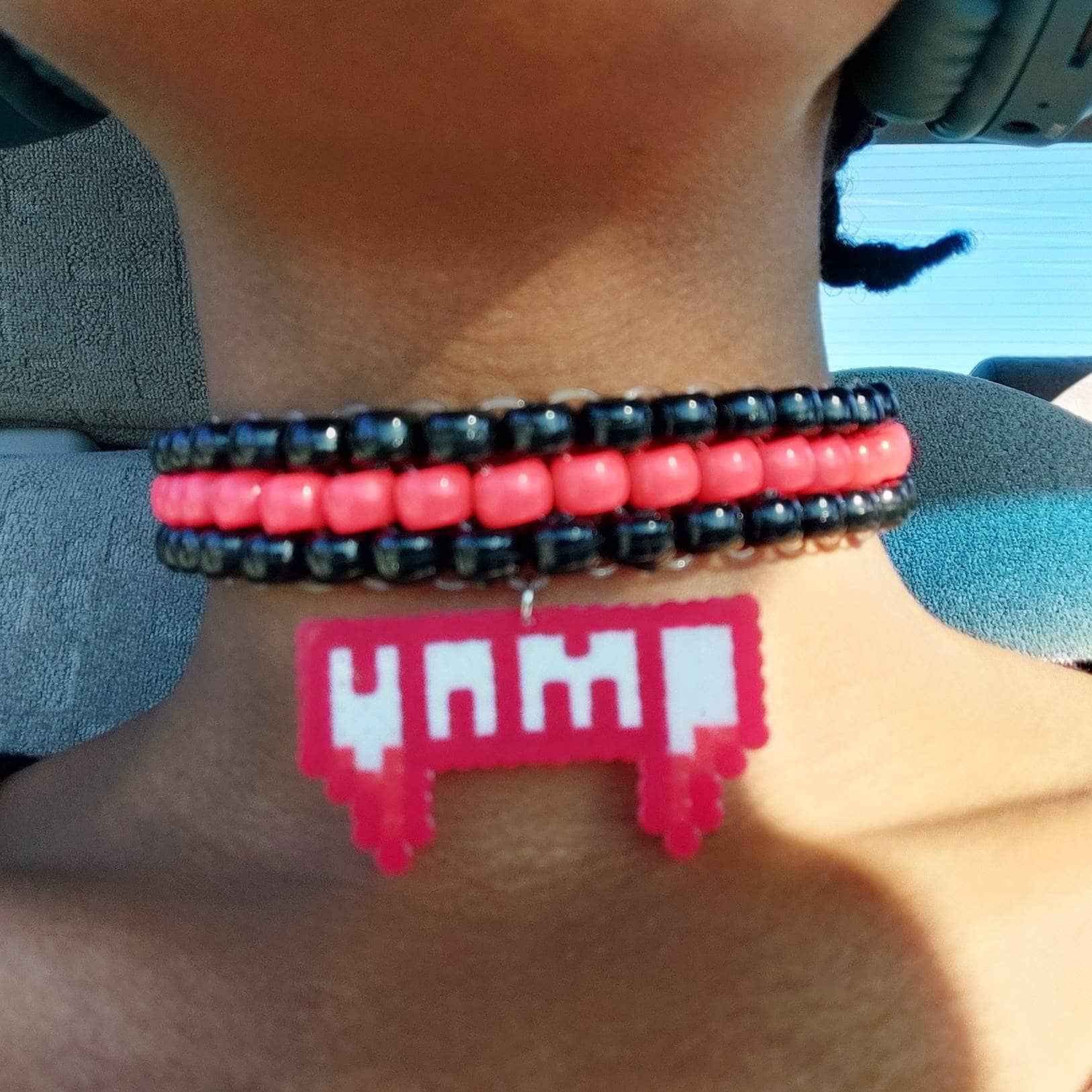 Red and Black Gothic Vampire Necklace, Alt Goth Beaded Bracelet, Red ...