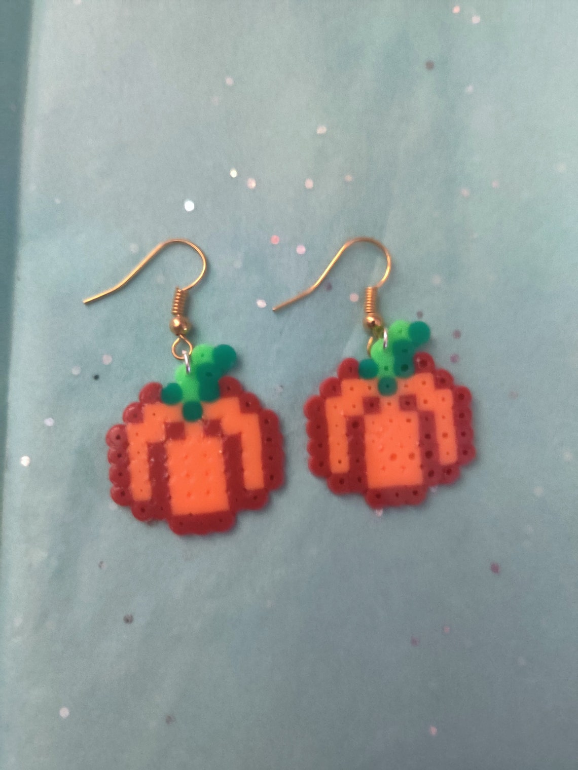 Fall Perler Beaded Earrings, Autumn Orange Pumpkin Jewelry, Cute Fall ...