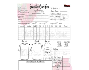 Screen Print Order Form Template - Etsy Canada