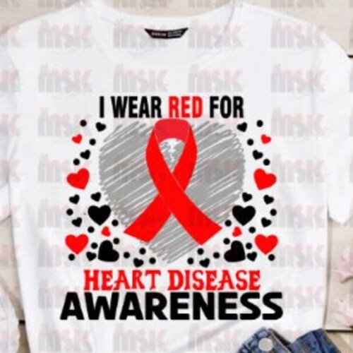 In February I Wear Red for Heart Disease Awareness Png Red - Etsy