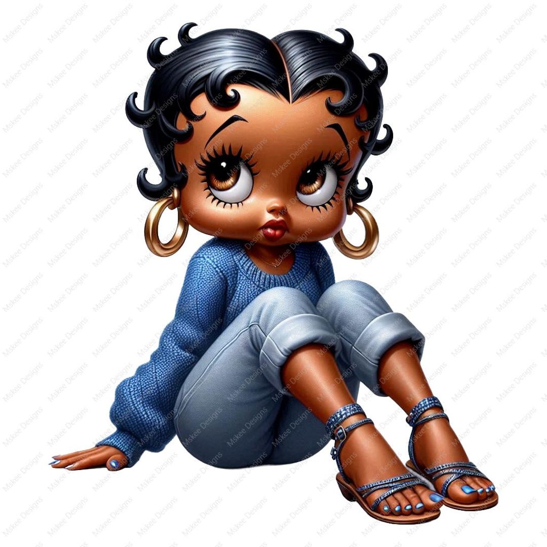 Baddie Boop, Classy, African American Woman, Blue Sweater, Afro Boop ...