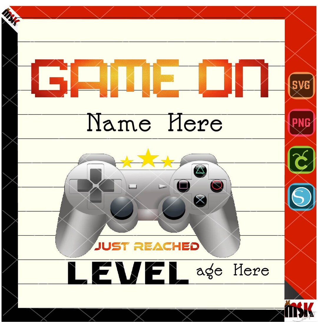 Game On, Editable Name and Age, Birthday Boy or Girl, Png, Includes ...