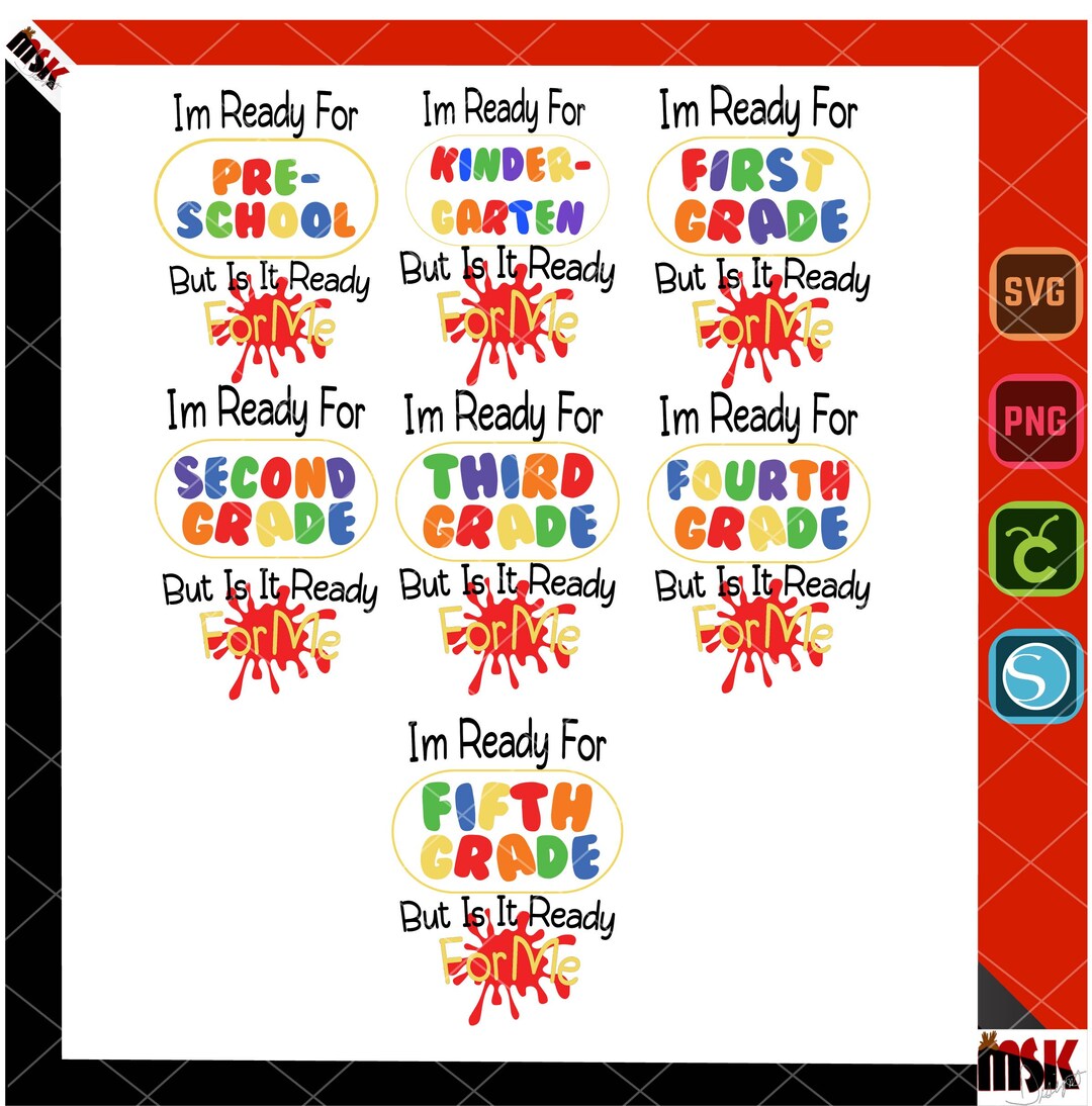 Elementary school, I'm ready for school, ,png,svg, enthält die Klassen ...