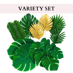Tropical Leaf Party Décor Varity Set in Green and Gold - Premium ...