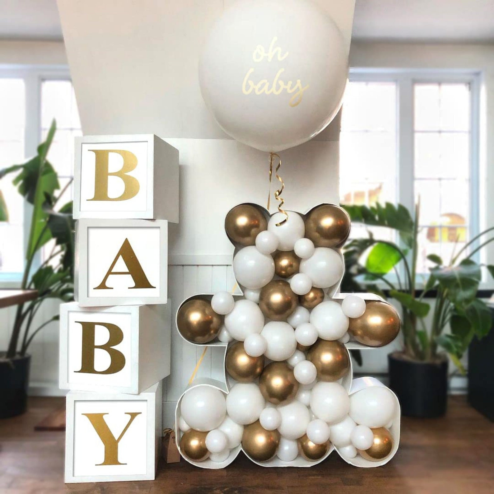 White & Gold Pop up Decoration Boxes Baby Shower Decoration - Etsy