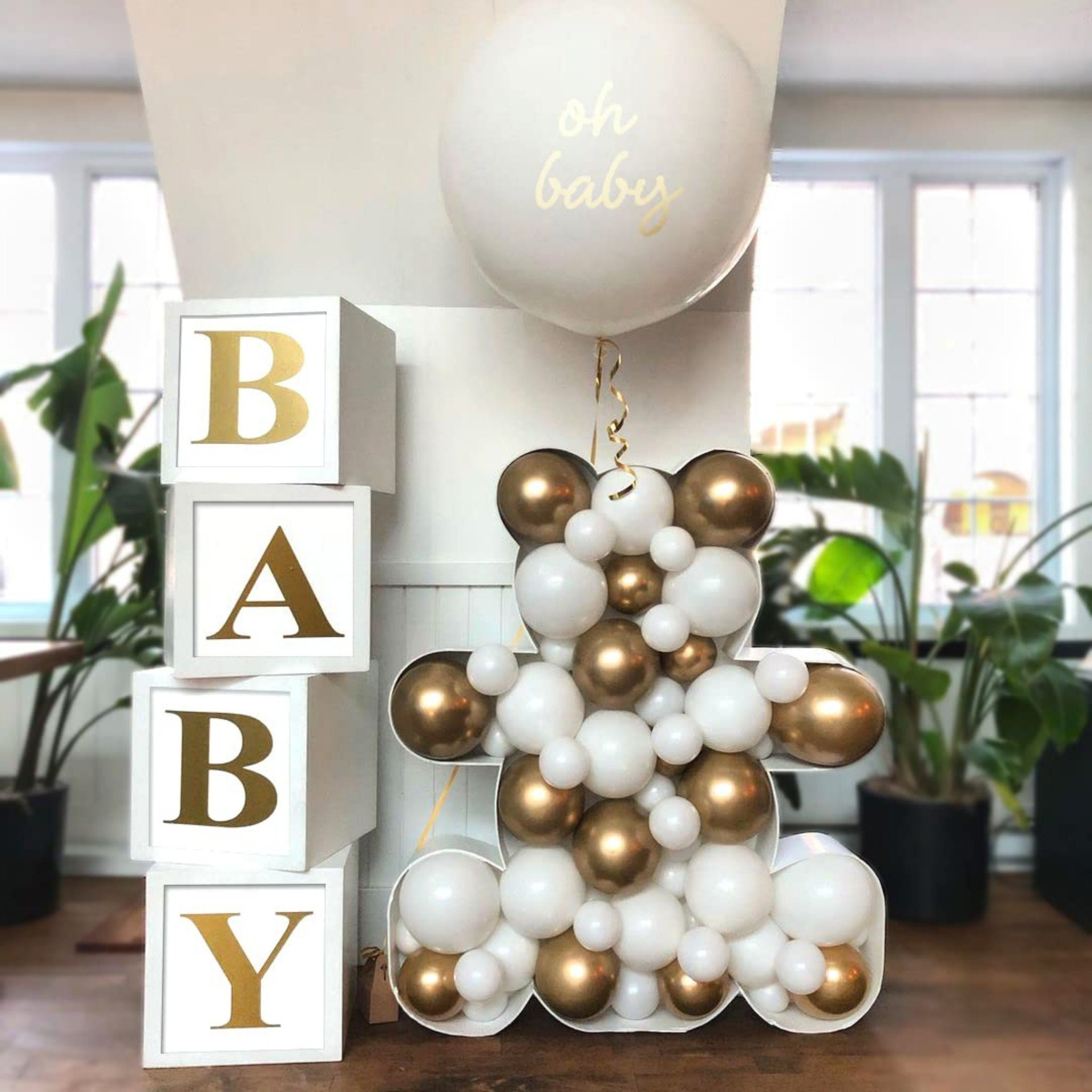 White & Gold Pop up Decoration Boxes Baby Shower Decoration - Etsy