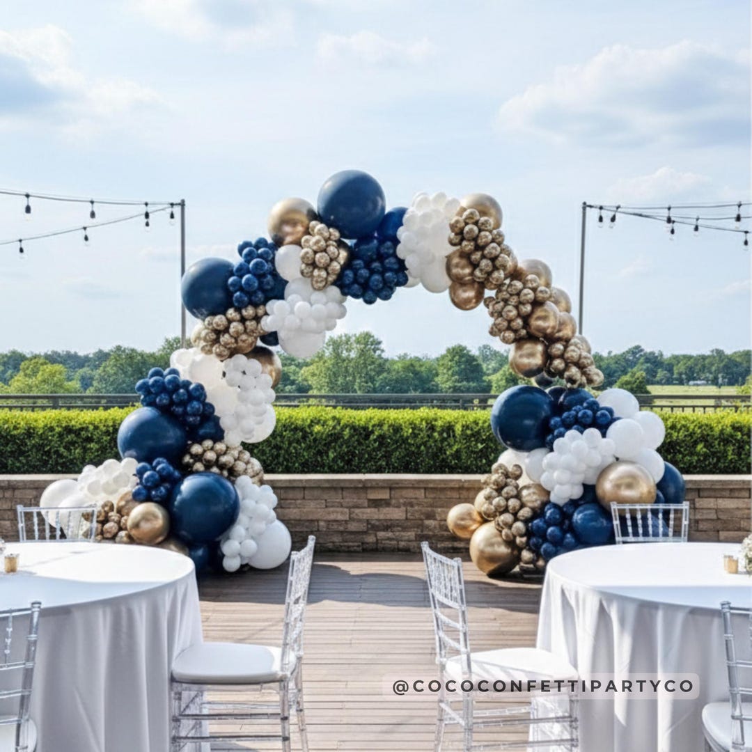 Navy, Gold, and White DIY Balloon Garland Kit - Graduation, Retirement ...