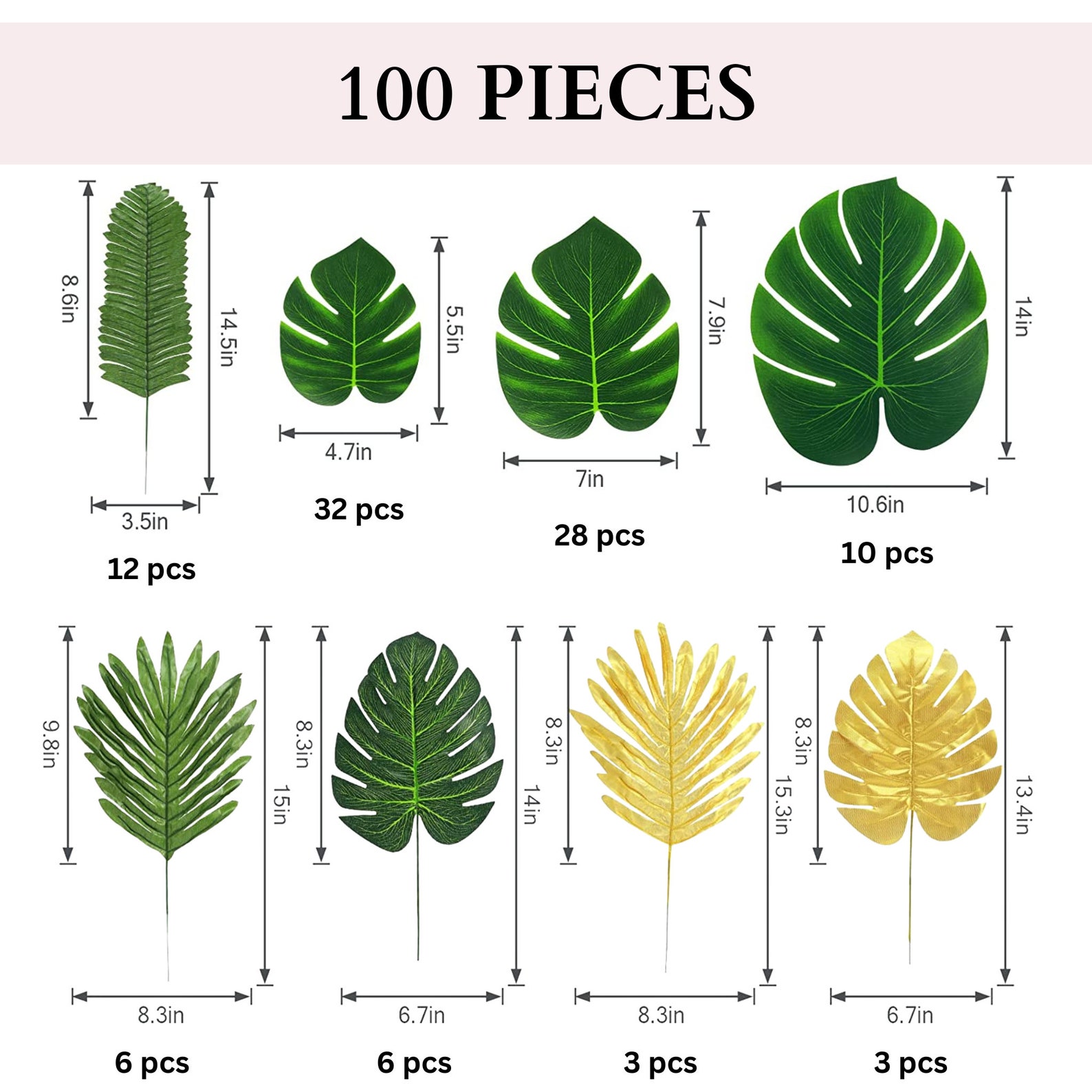 Tropical Leaf Party Décor Varity Set in Green and Gold - Premium ...